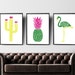 Cactus Pineapple Flamingo Printable Wall Art Set of 3 - Etsy