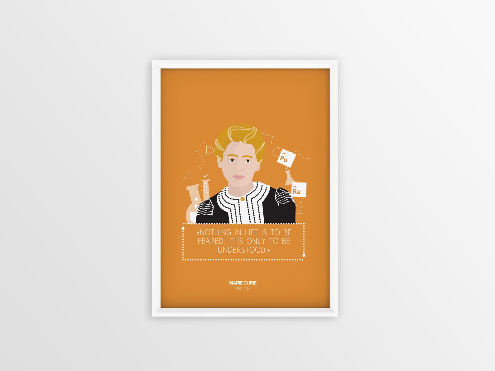 Portrait of Marie Curie, Scientific Icon, Minimalist Illustration ...