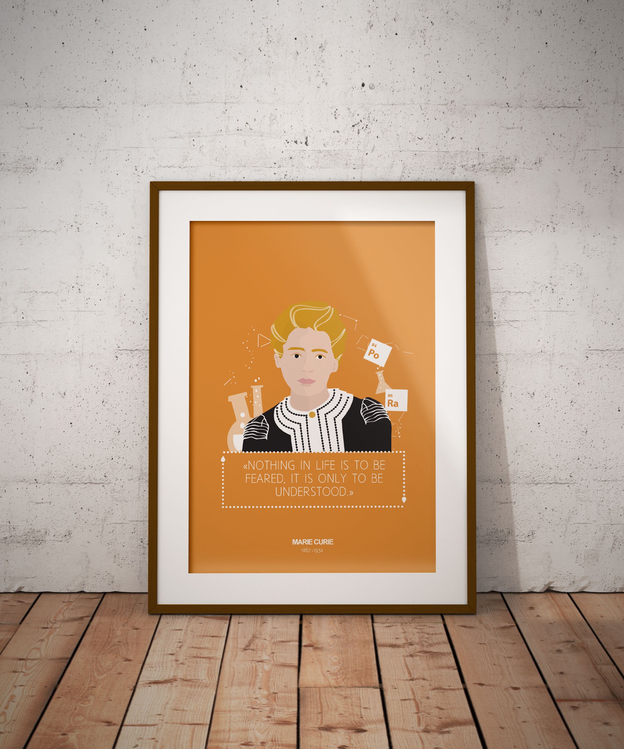 Portrait of Marie Curie, Scientific Icon, Minimalist Illustration ...