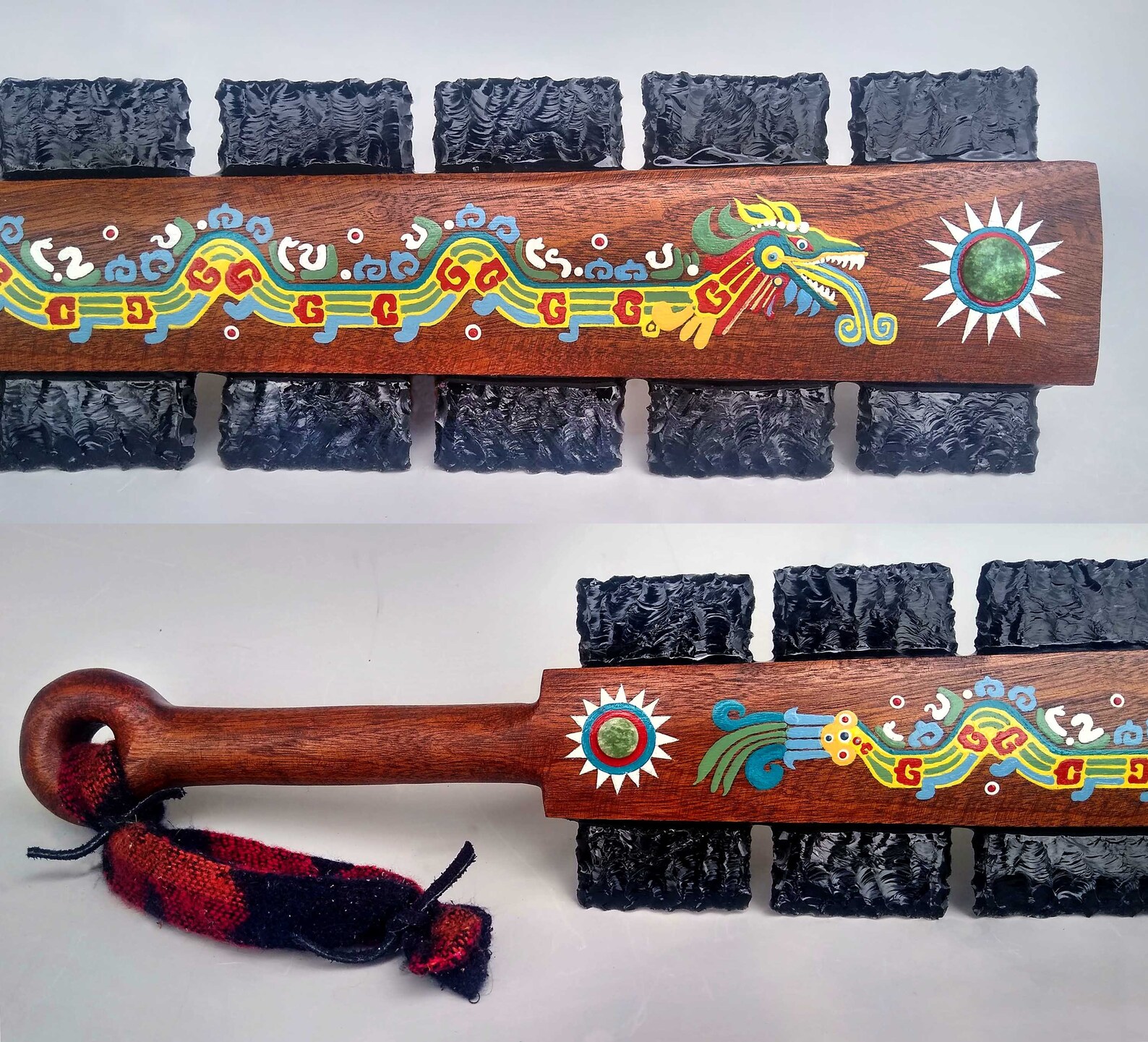 Aztec Maquahuitl War Club with 14 obsidian blades inserted | Etsy