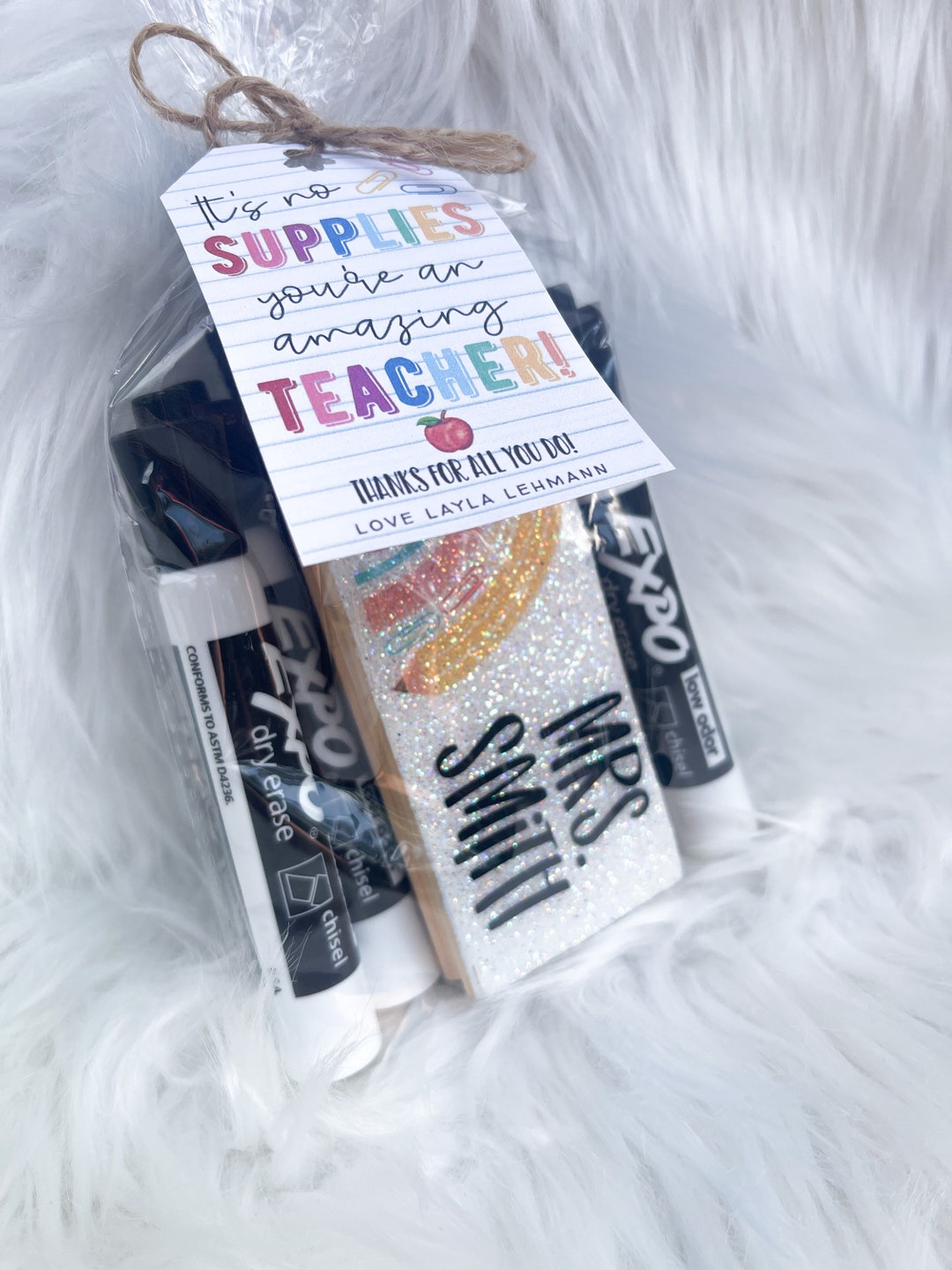 Teacher Gift Set | Personalized Glitter Whiteboard Eraser | Chalkboard ...
