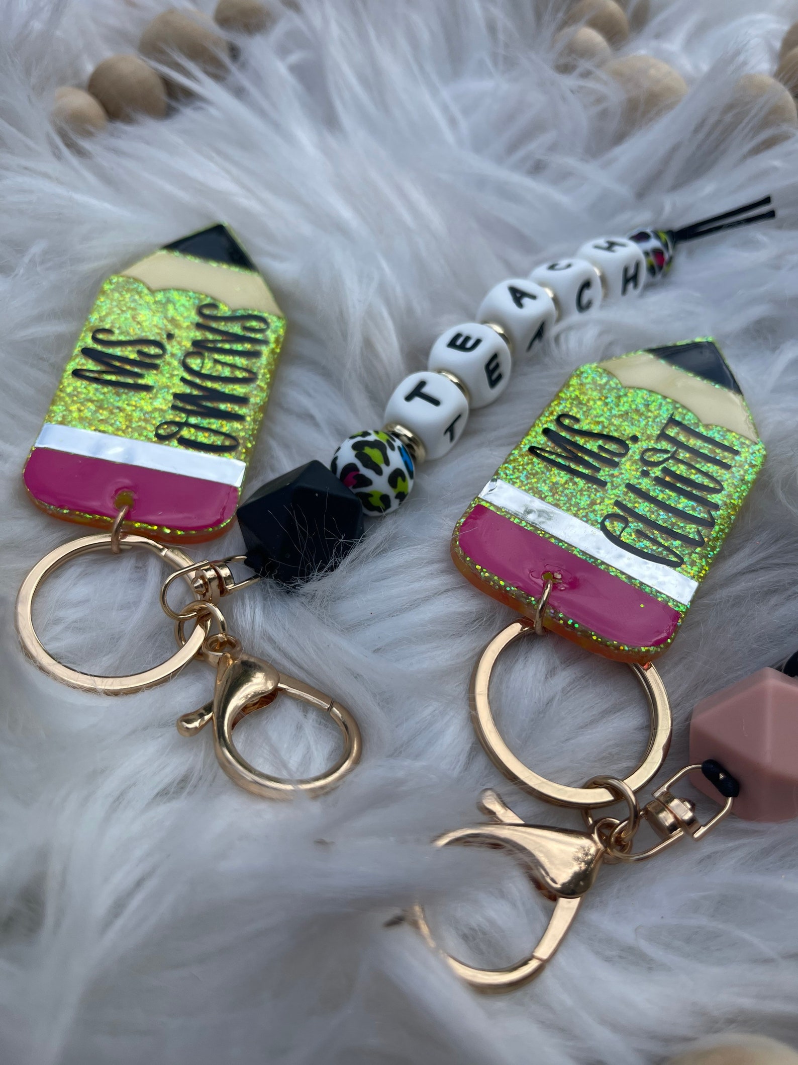 Glitter pencil Keychain Teacher Gift Glitter - Etsy