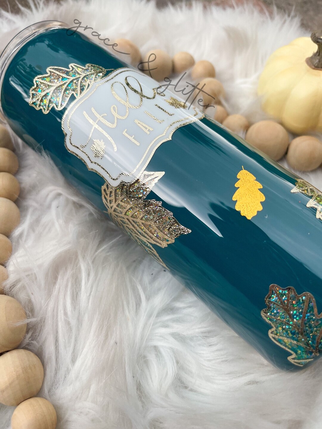 Hello Fall Tumbler | Fall Tumbler | Autumn Tumbler | Falling Leaves ...