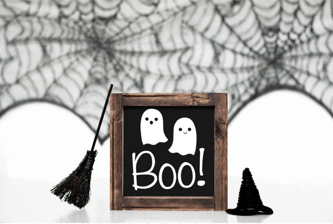 Halloween Sign | Boo Sign | Ghost Sign | Tiered Tray Sign - Etsy