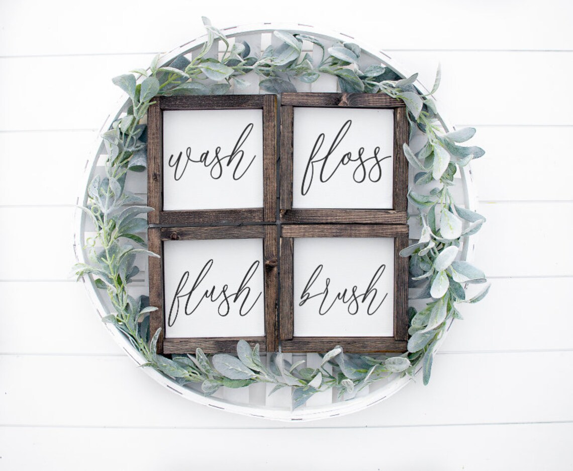Farmhouse Bathroom Signs Set of 4 - Etsy