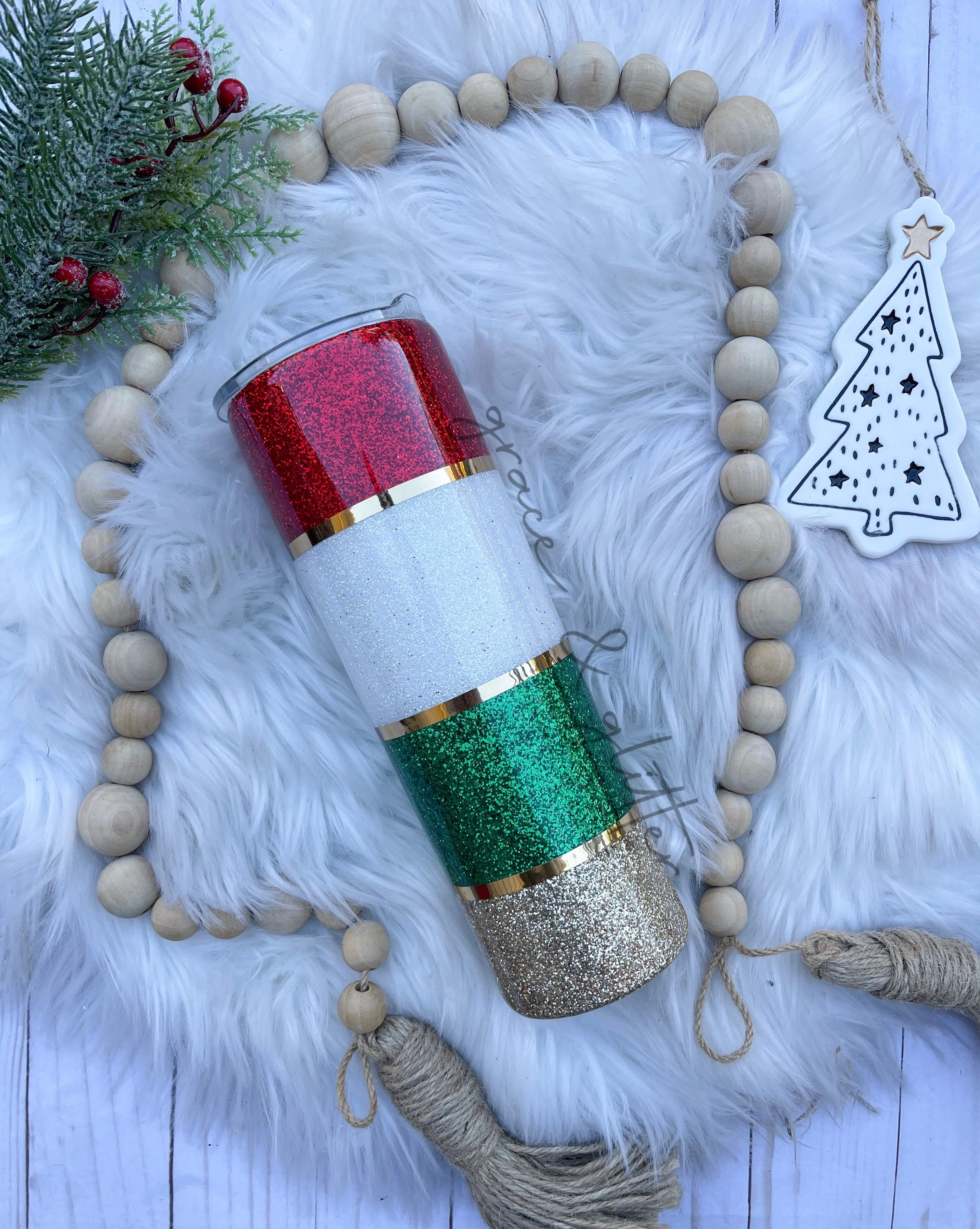 Striped Christmas Tumbler Christmas Tumbler Drinking - Etsy