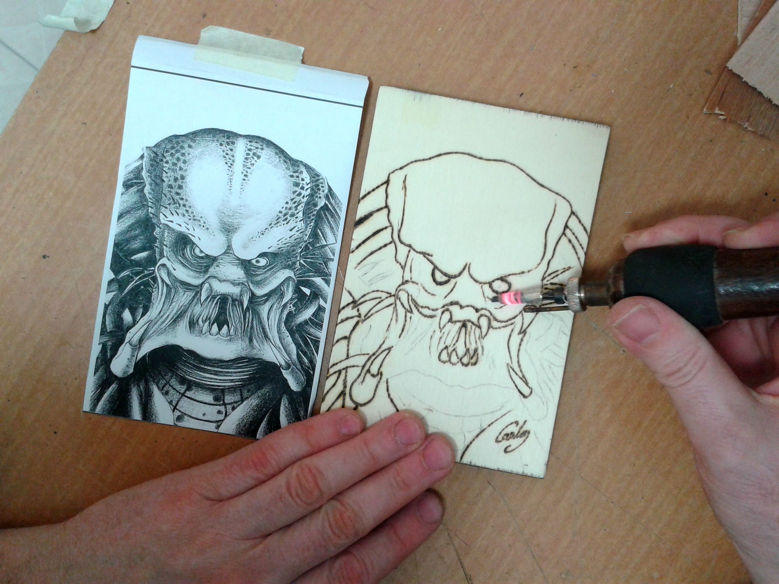 PREDATOR Pyrography / Pyrography wood Burned Drawing 15 X 10 Cm - Etsy