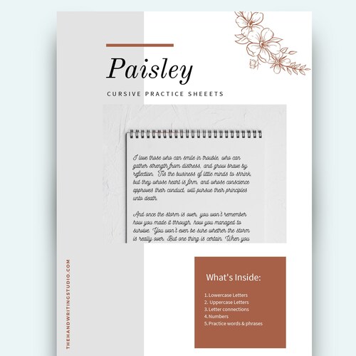 80 Pages PAISLEY Cursive Worksheets. Uppercase Lowercase All | Etsy