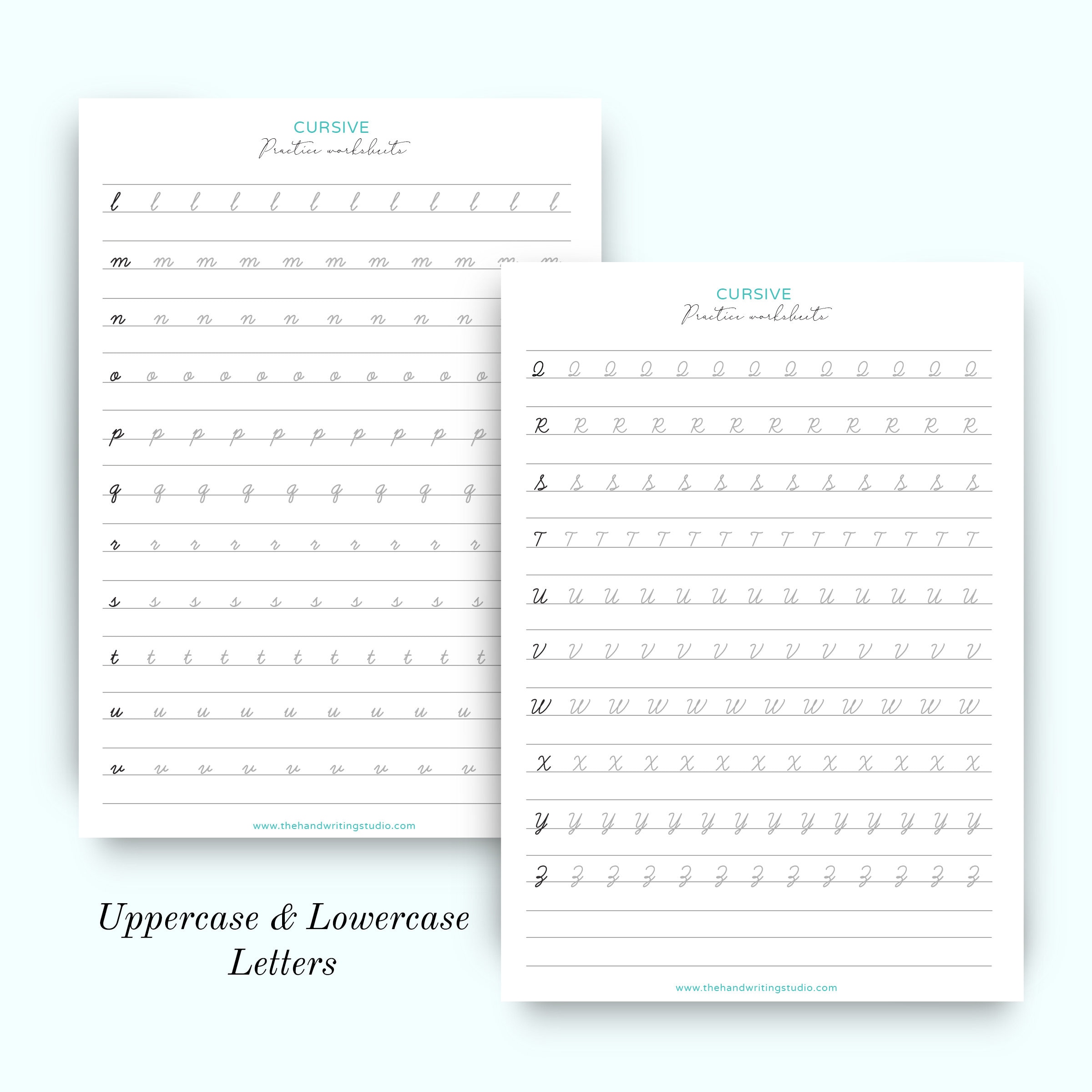 CURSIVE Worksheets Uppercase and Lowercase Cursive Letters | Etsy