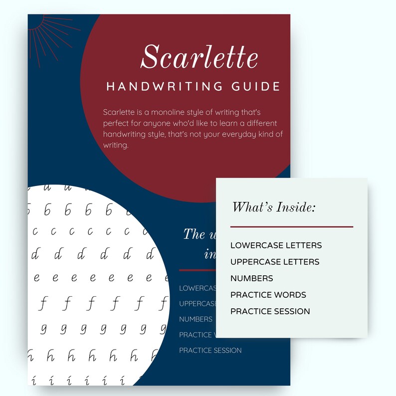 SCARLETTE Handwriting Practice Sheets, Lowercase, Uppercase and Number ...