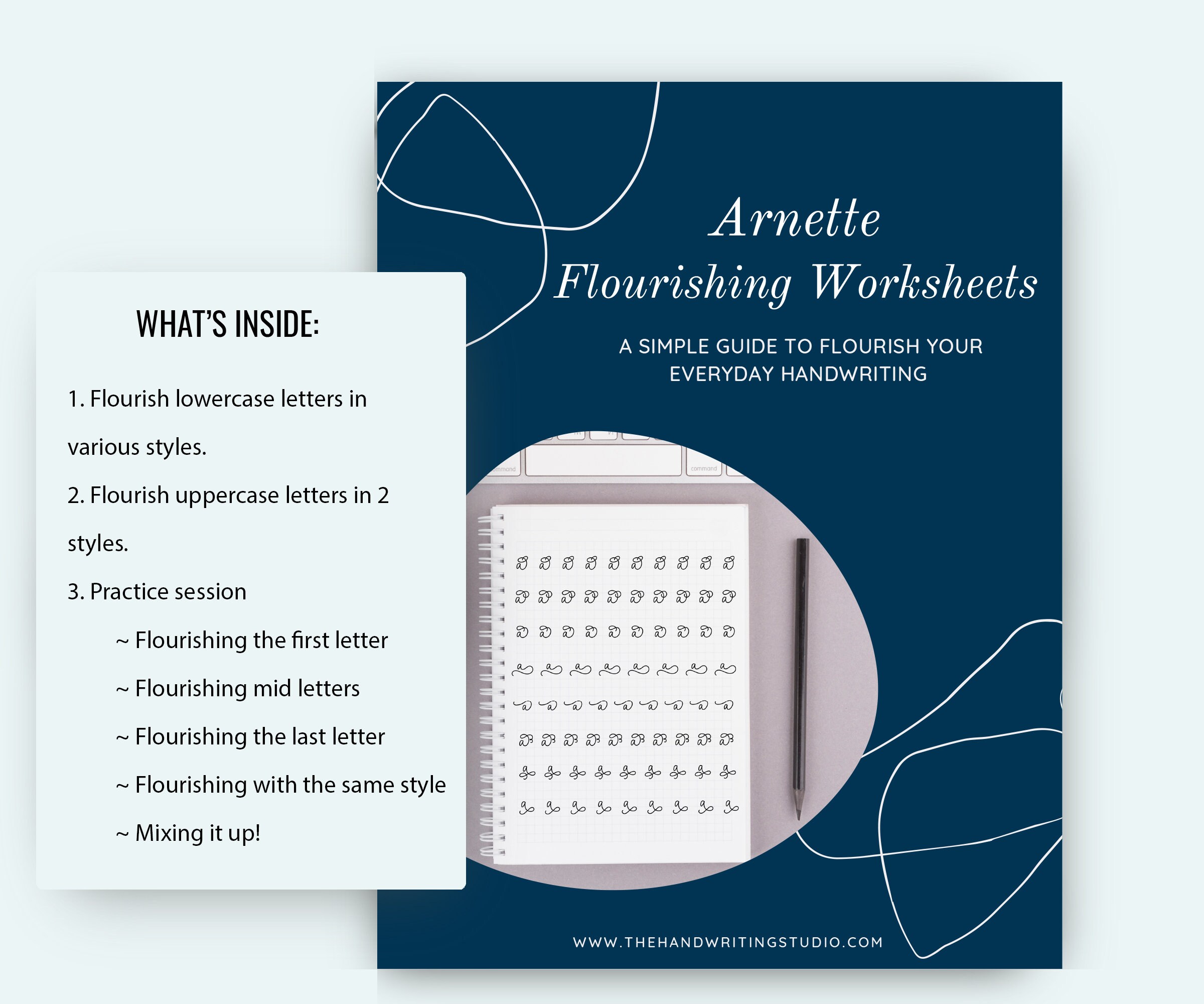 ARNETTE Flourishing Worksheets Uppercase and Lowercase - Etsy