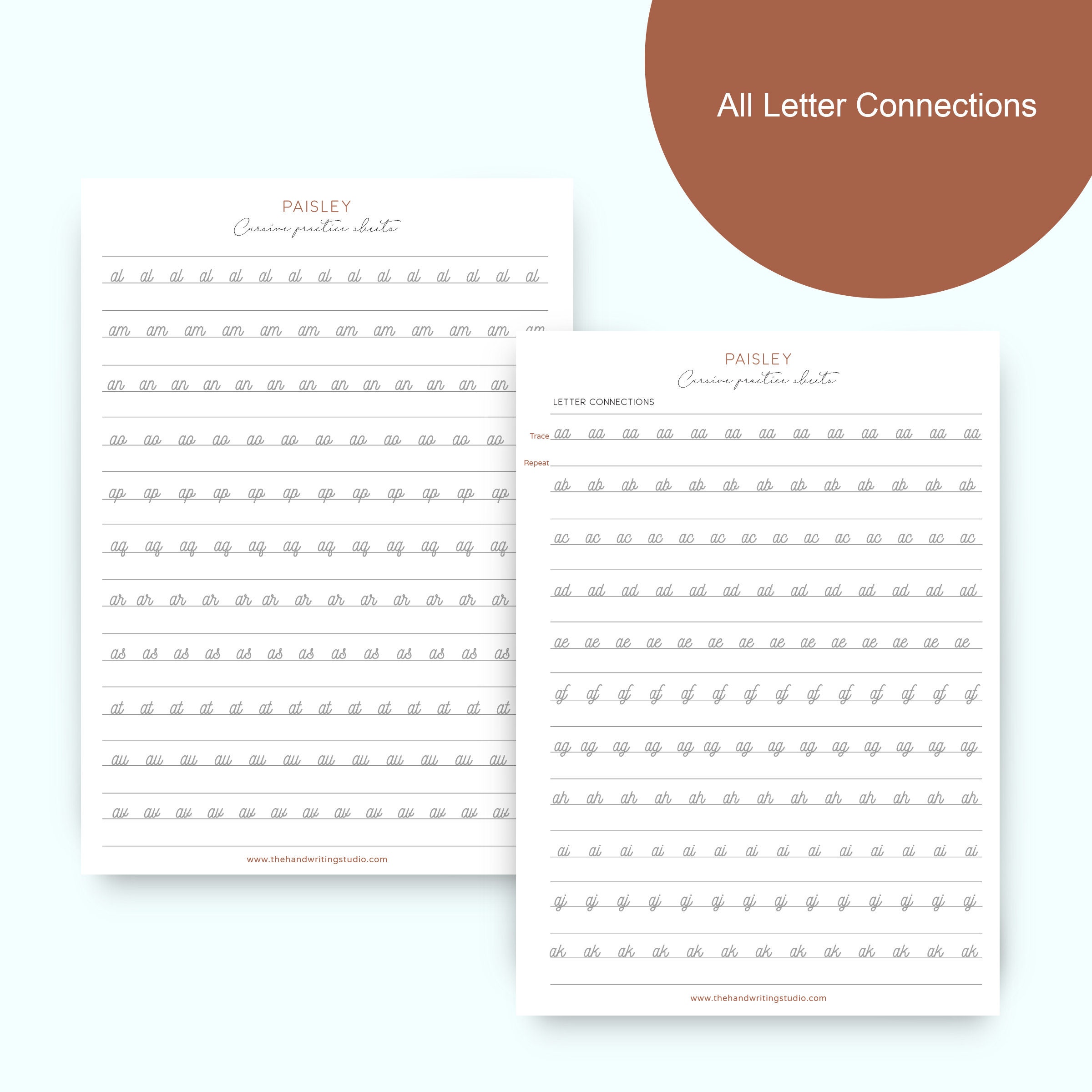 80 Pages PAISLEY Cursive Worksheets. Uppercase Lowercase All - Etsy UK