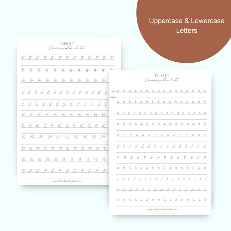 80 Pages PAISLEY Cursive Worksheets. Uppercase Lowercase All - Etsy Denmark