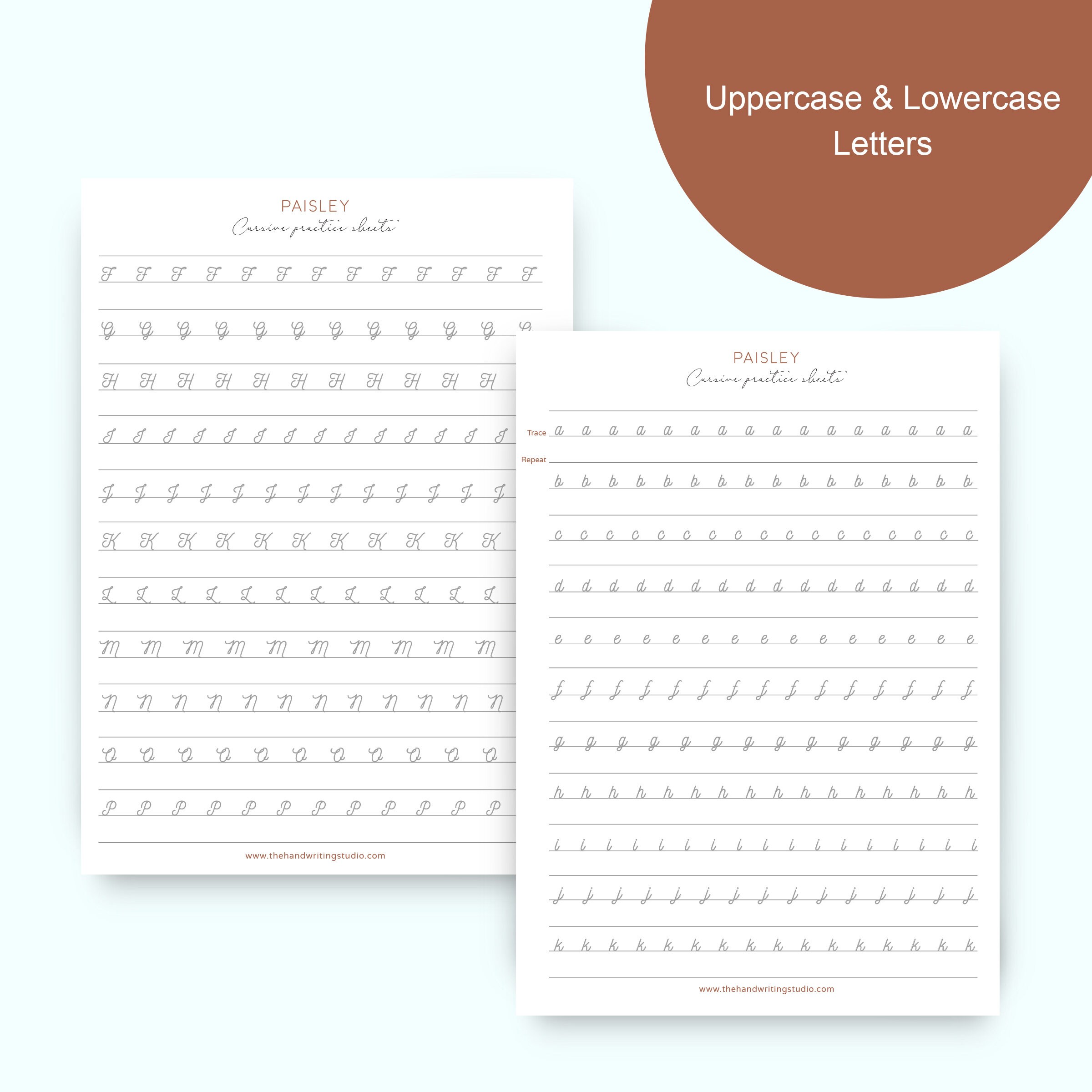 80 Pages PAISLEY Cursive Worksheets. Uppercase Lowercase All - Etsy UK