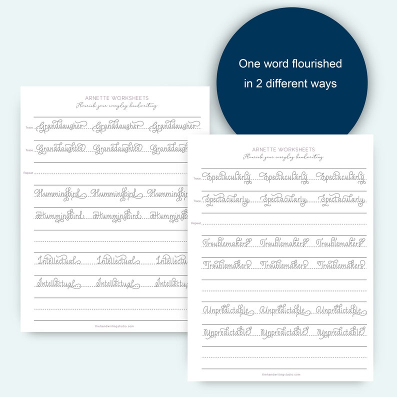 ARNETTE Flourishing Worksheets Uppercase and Lowercase - Etsy