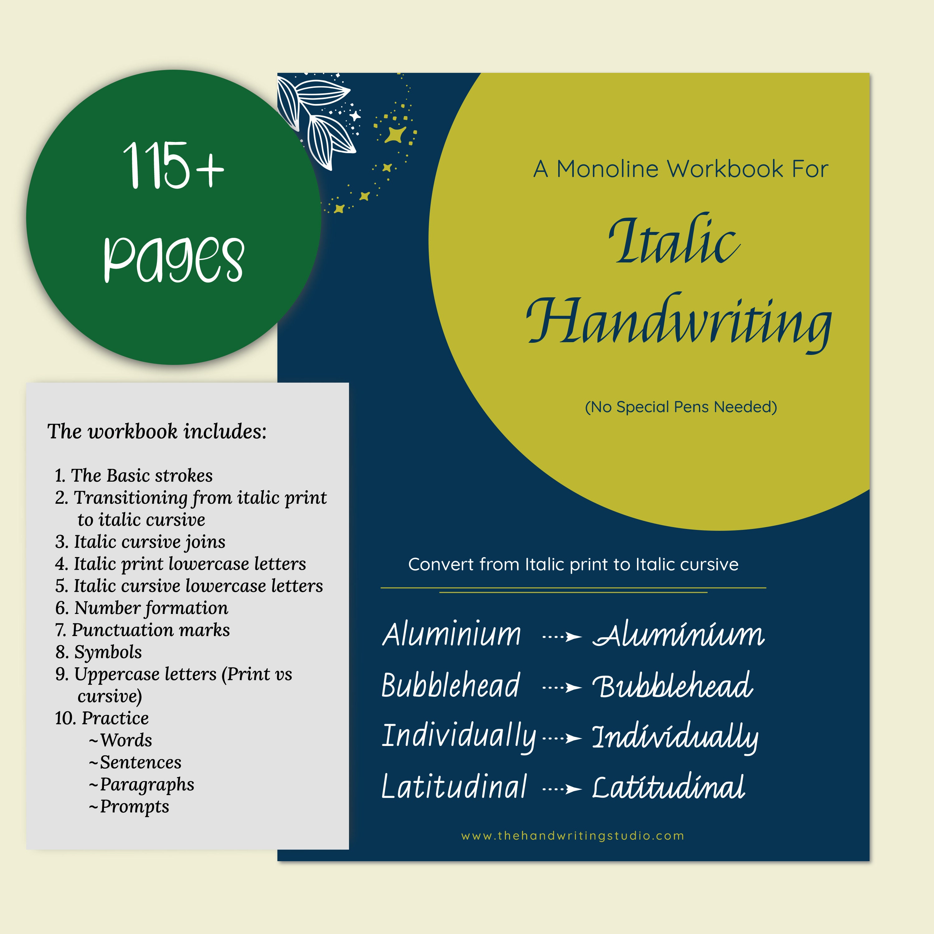 ITALIC HANDWRITING WORKBOOK Transitioning From Italic Print - Etsy