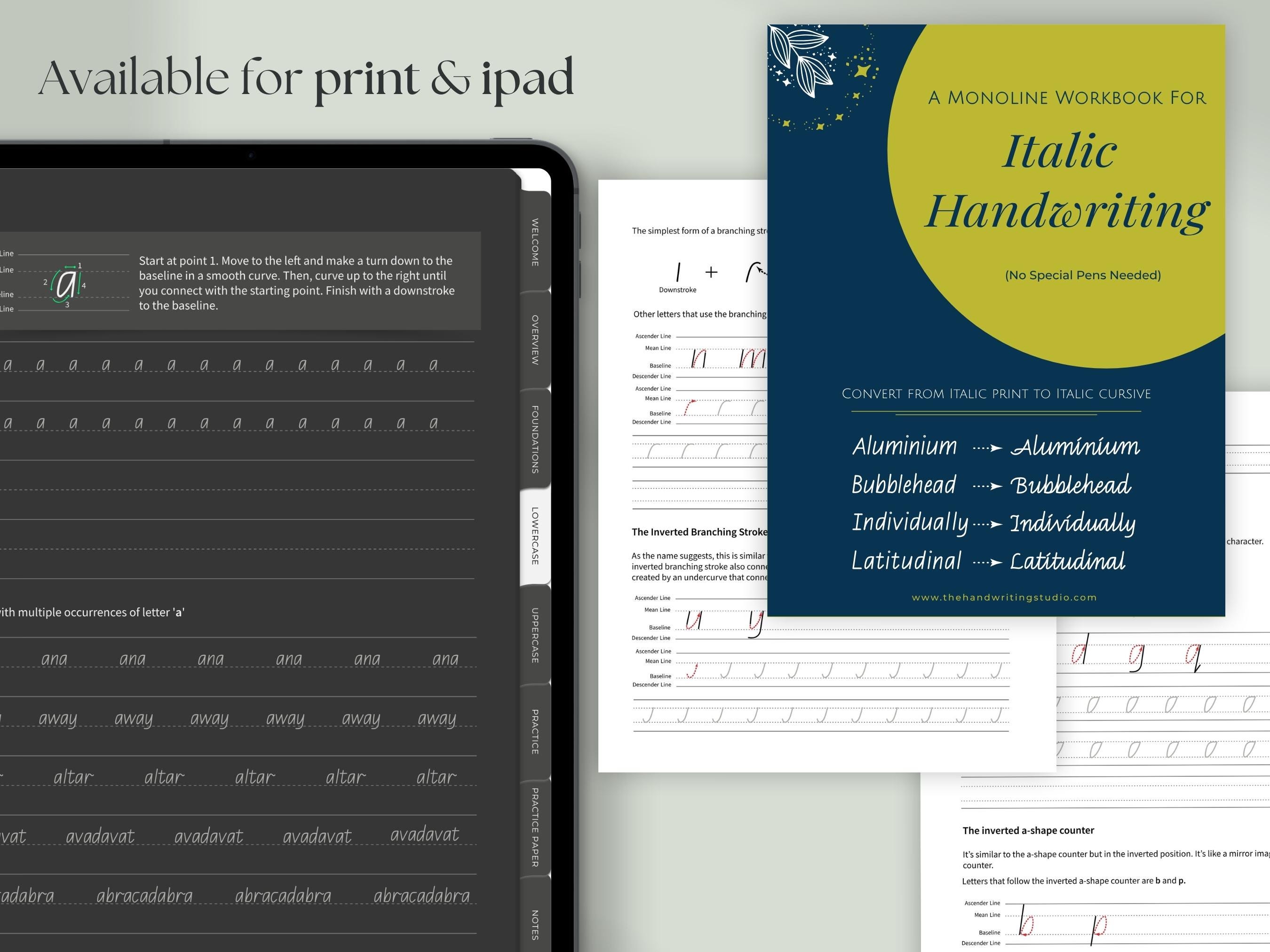 ITALIC HANDWRITING WORKBOOK, Transitioning From Italic Print to Italic ...
