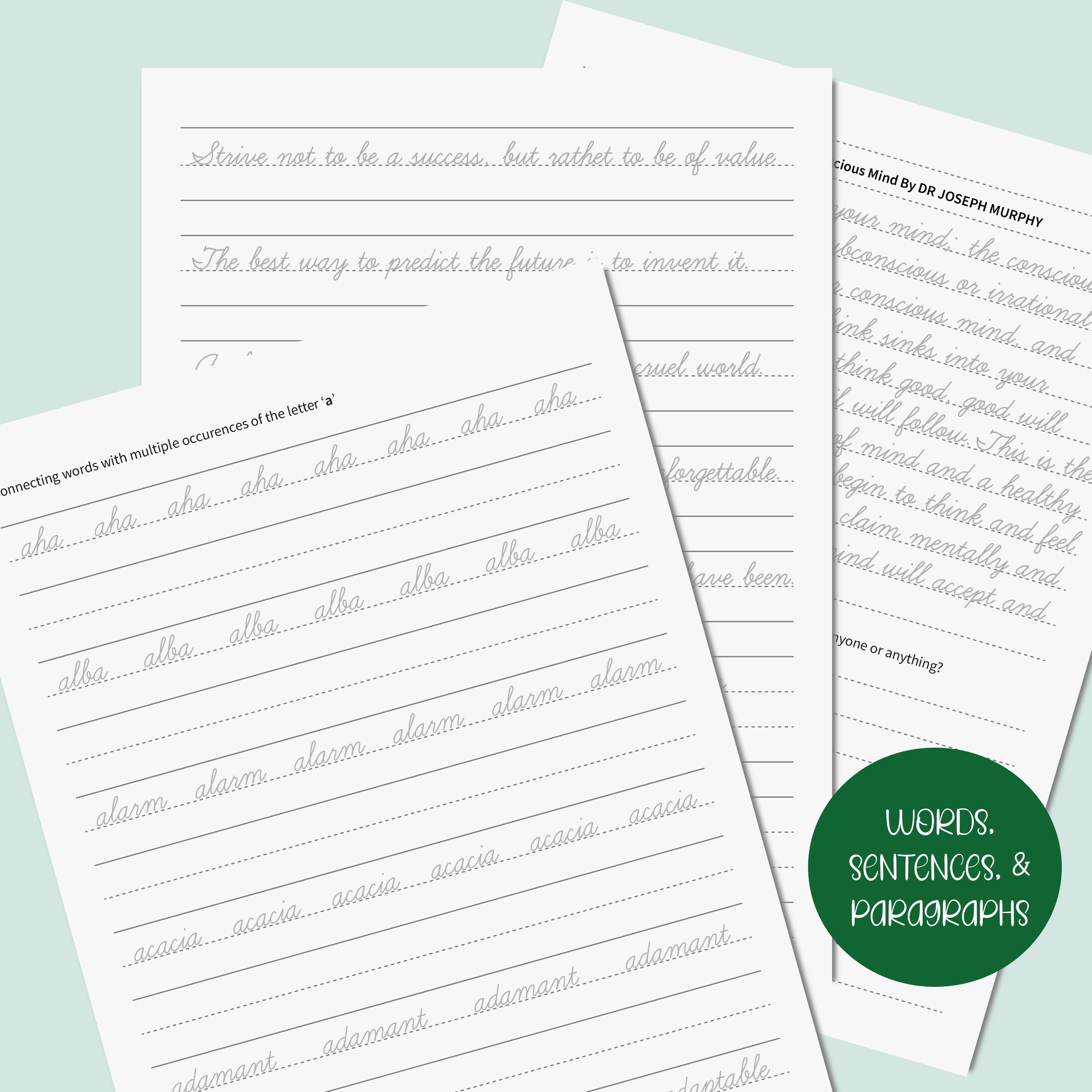 CURSIVE Worksheets Uppercase and Lowercase Cursive Letters - Etsy