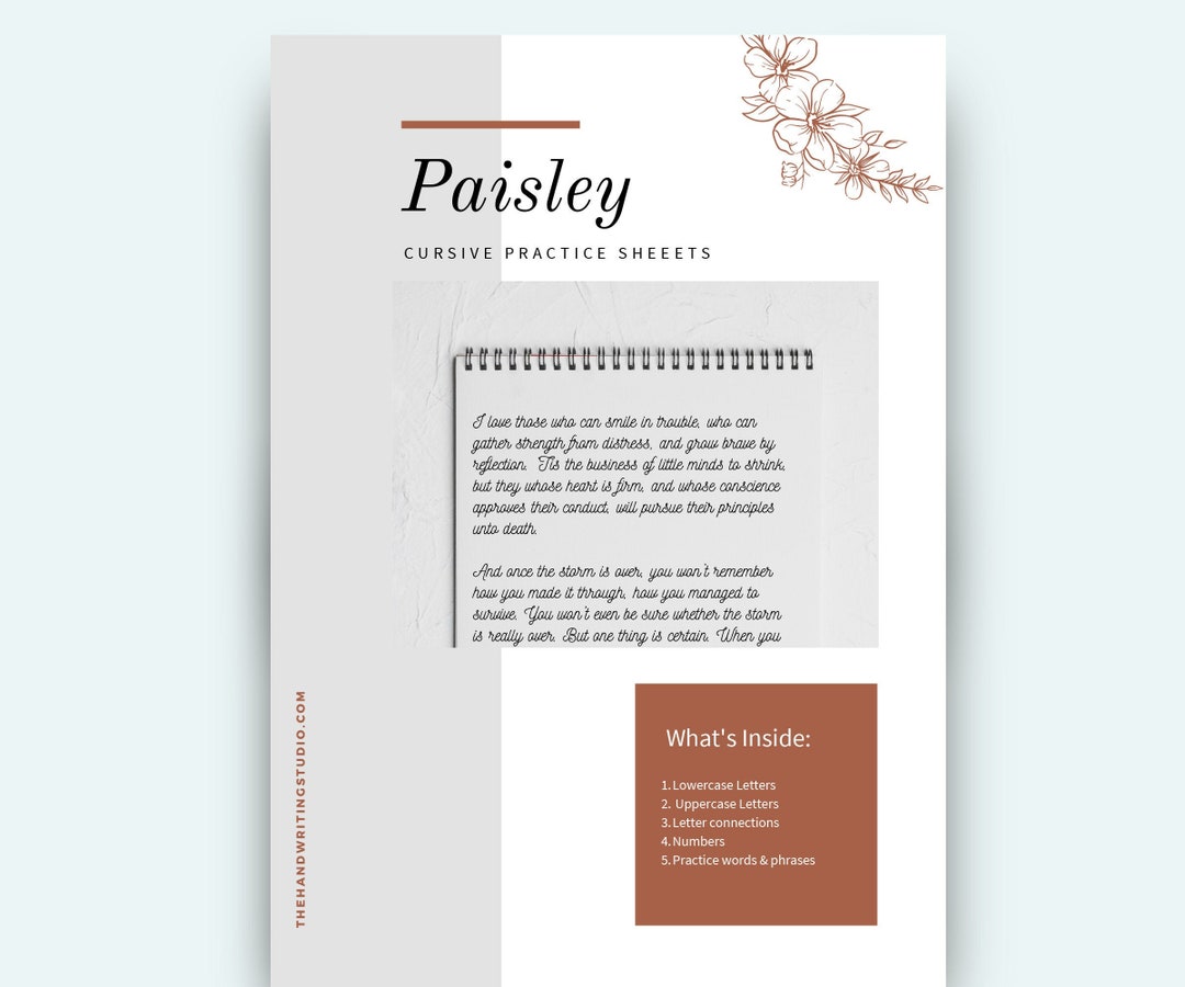 80 Pages PAISLEY Cursive Worksheets. Uppercase, Lowercase, All Letter ...