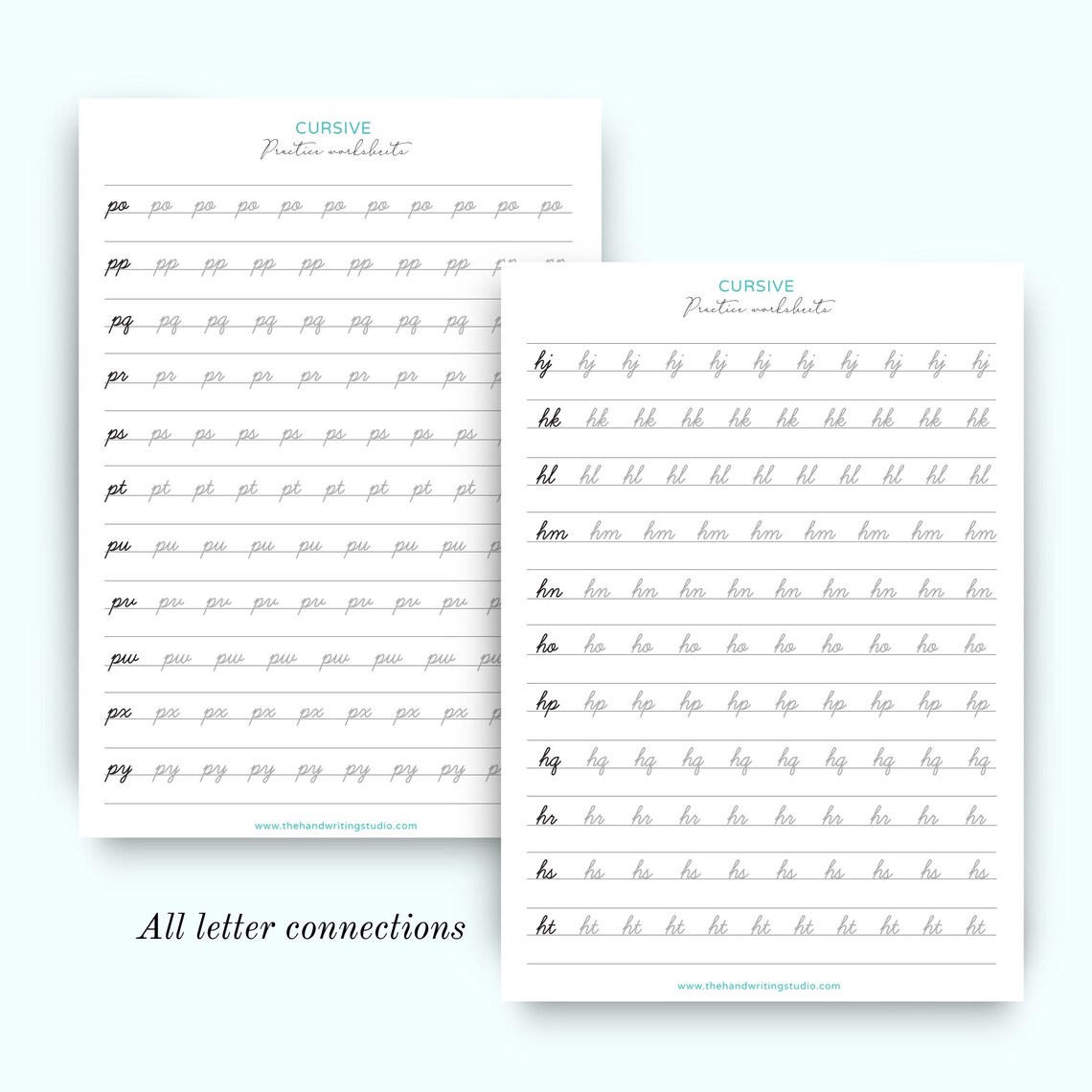 CURSIVE Worksheets Uppercase and Lowercase Cursive Letters | Etsy