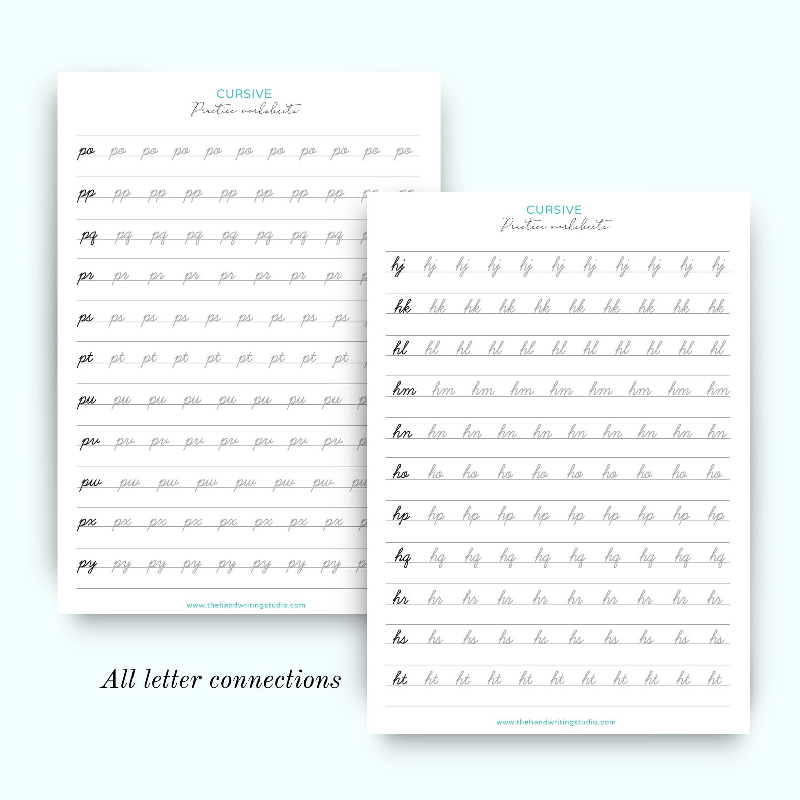 CURSIVE Worksheets Uppercase and Lowercase Cursive Letters | Etsy