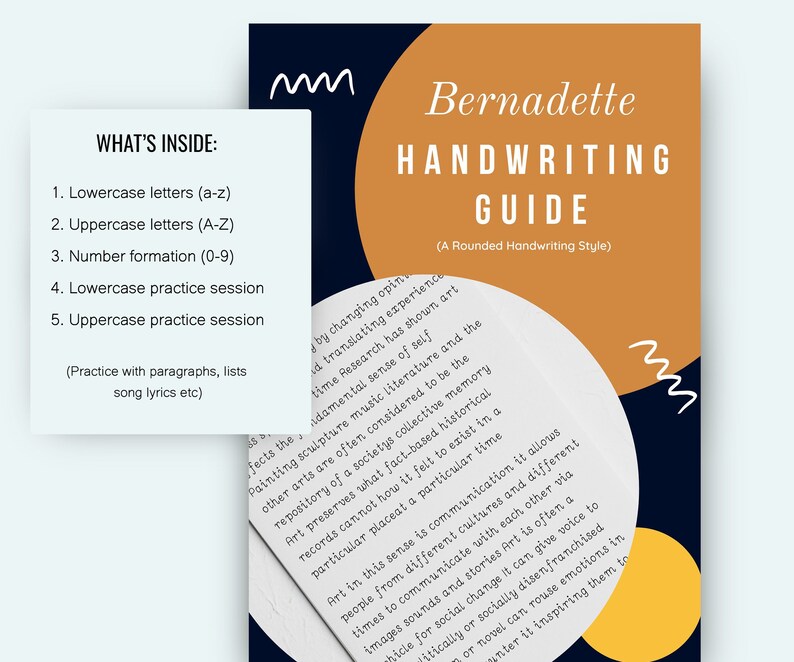 Bernadette Handwriting Worksheets, PRINTABLE Lowercase and Uppercase ...