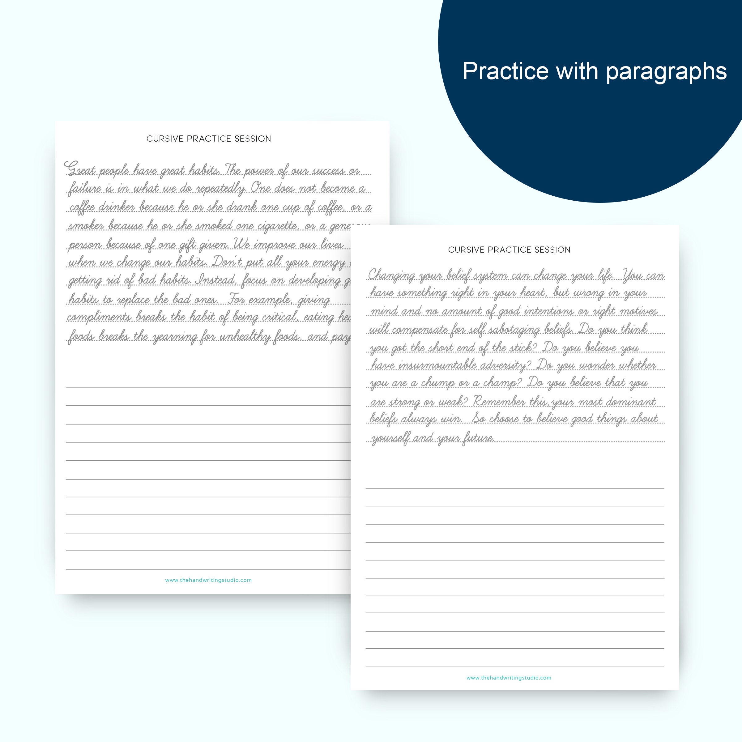 Cursive Practice Pages, Practice With WORDS, SENTENCES and PARAGRAPHS ...