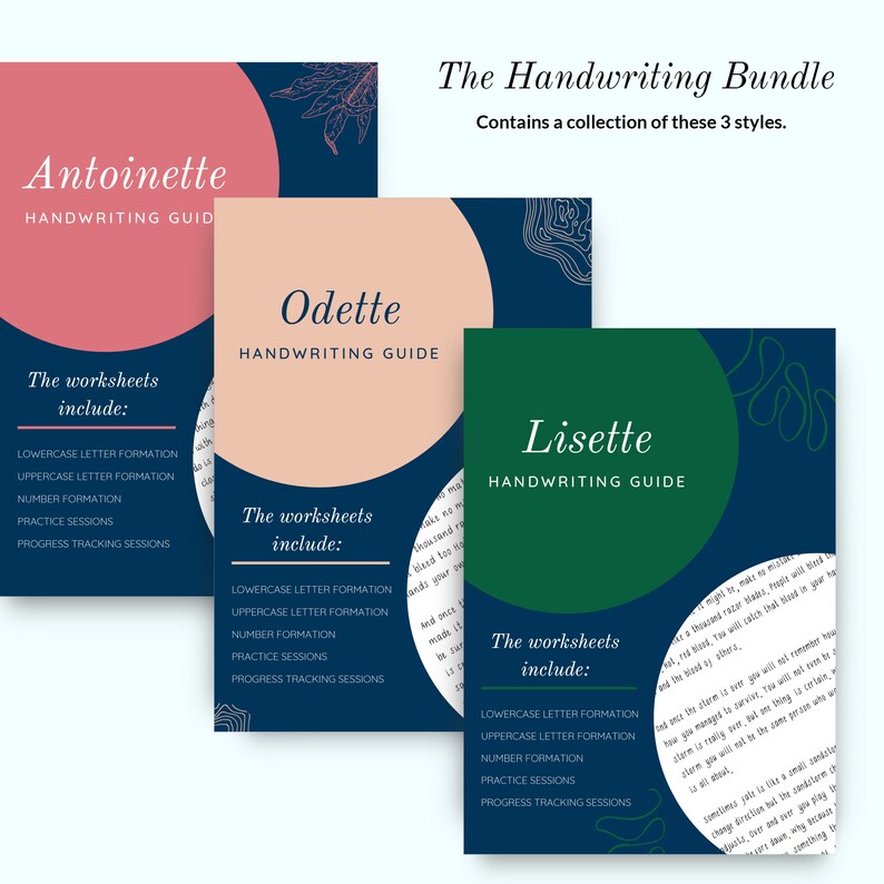 HANDWRITING PRACTICE BUNDLE, 3 Handwriting Styles, Uppercase and ...