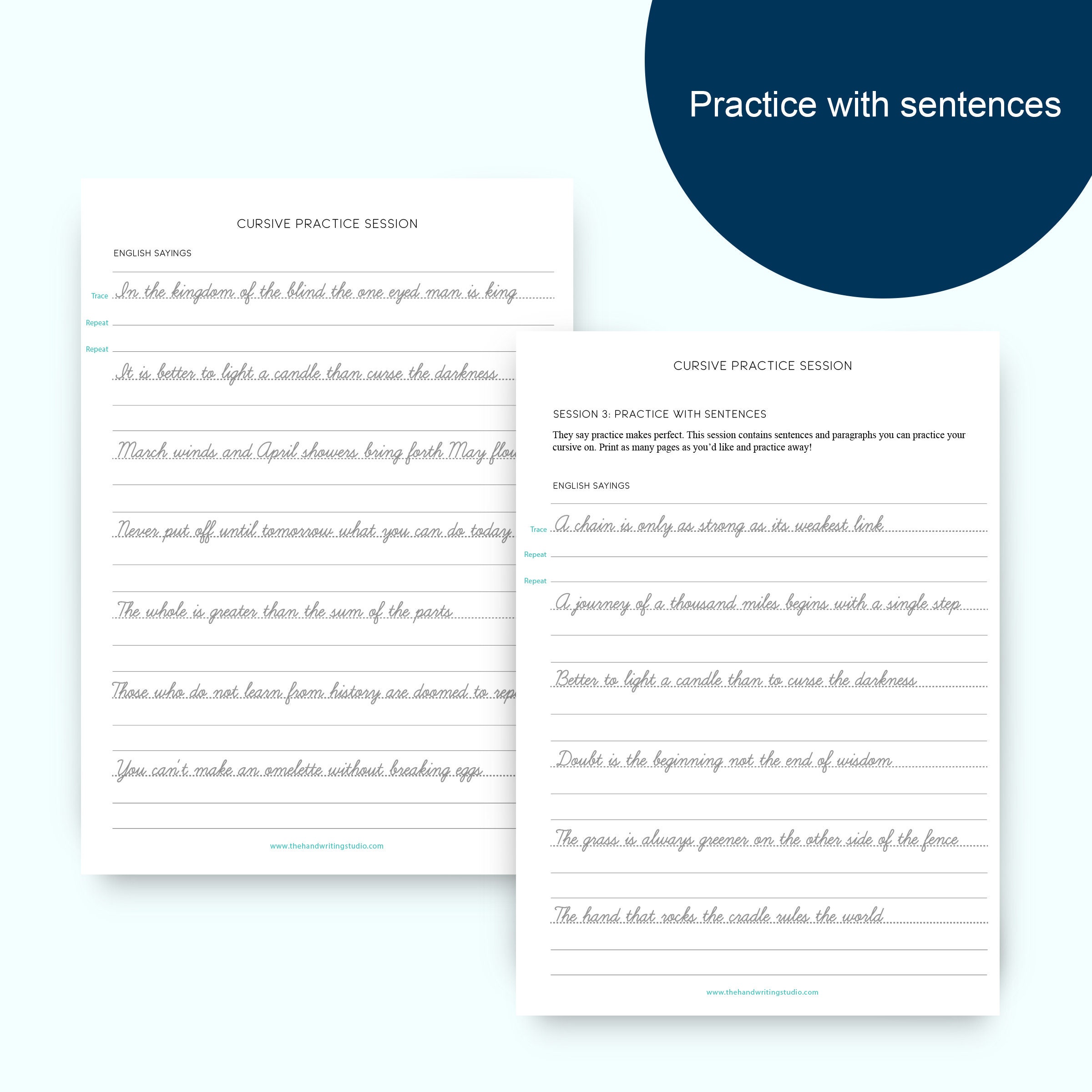 Cursive Practice Pages, Practice With WORDS, SENTENCES and PARAGRAPHS ...