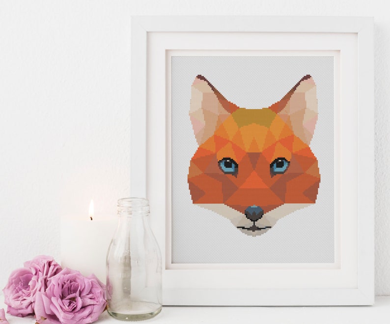 Polygonal Fox Geometric Cross Stitch Pattern PDF - Etsy