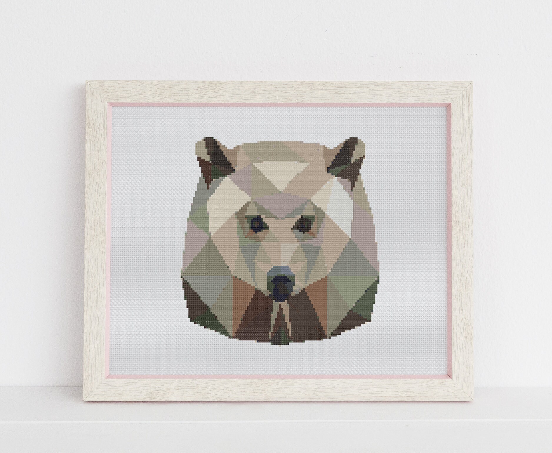 Bear Head Polygon Geometric Cross Stitch Pattern | Etsy UK