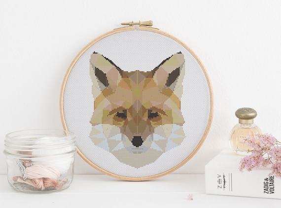 Fox Face Geometric Cross Stitch Pattern PDF | Etsy