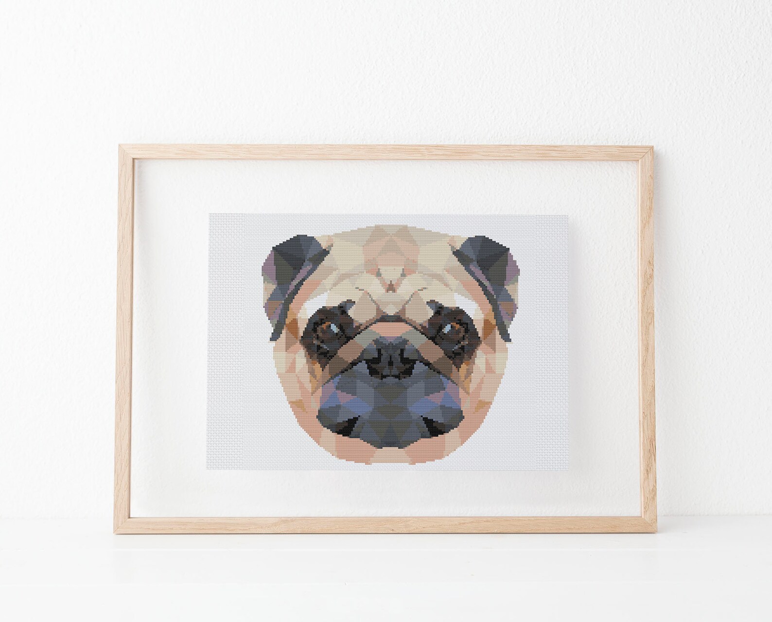 Polygonal Pug Geometric Cross Stitch Pattern PDF | Etsy UK