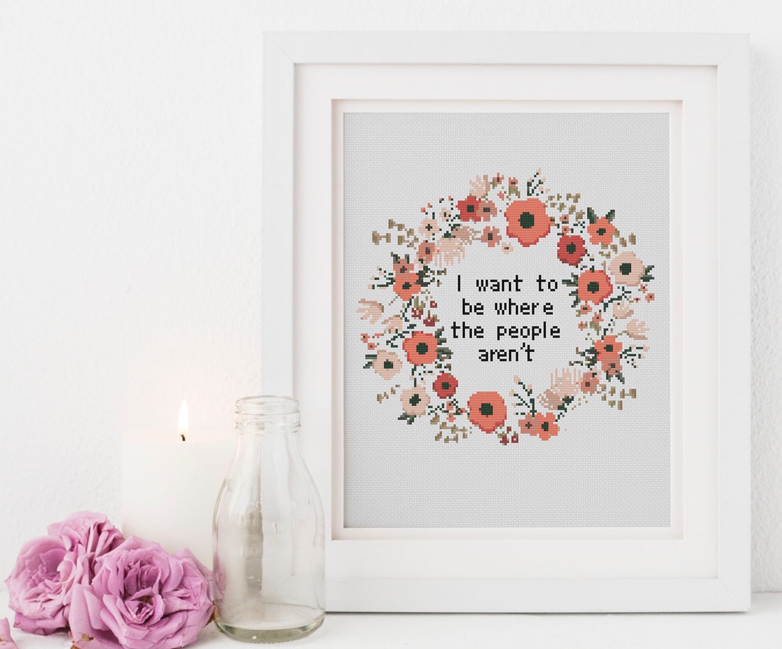 I Want to Be Where the People Aren't Cross Stitch Pattern - Etsy New ...