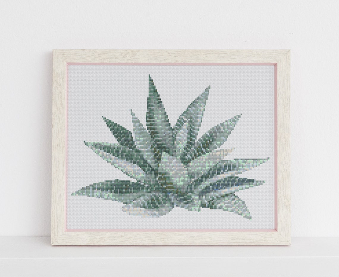 Stripey Aloe Vera Succulent Plant Minimalist Cross Stitch Pattern PDF ...