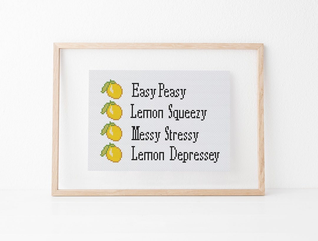 Easy Peasy Lemon Squeezy Counted Cross Stitch Xstitch Funny Insult ...