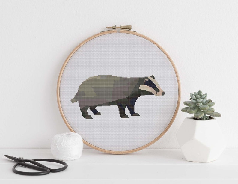 Badger Polygonal Geometric Cross Stitch Pattern PDF - Etsy