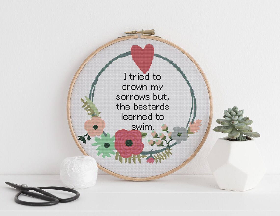 I Tried to Drown My Sorrows Cross Stitch Pattern Counted X Stitch ...