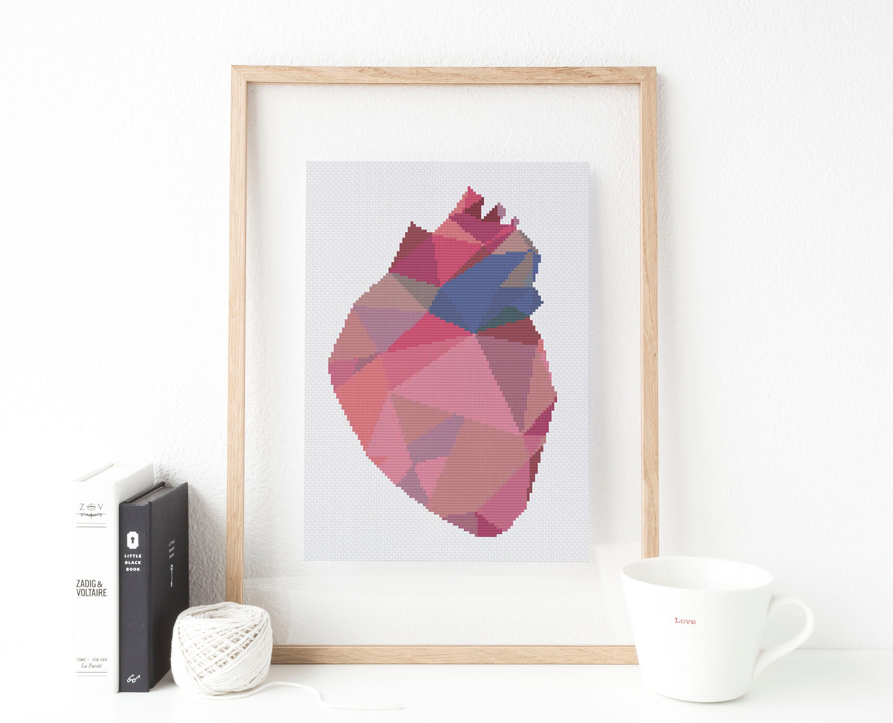 Polygonal Anatomical Geometric Heart Cross stitch xstitch | Etsy