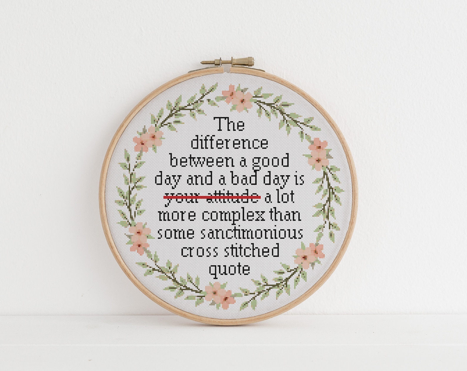 The Difference Between a Good Day and a Bad Day Xstitch Cross | Etsy