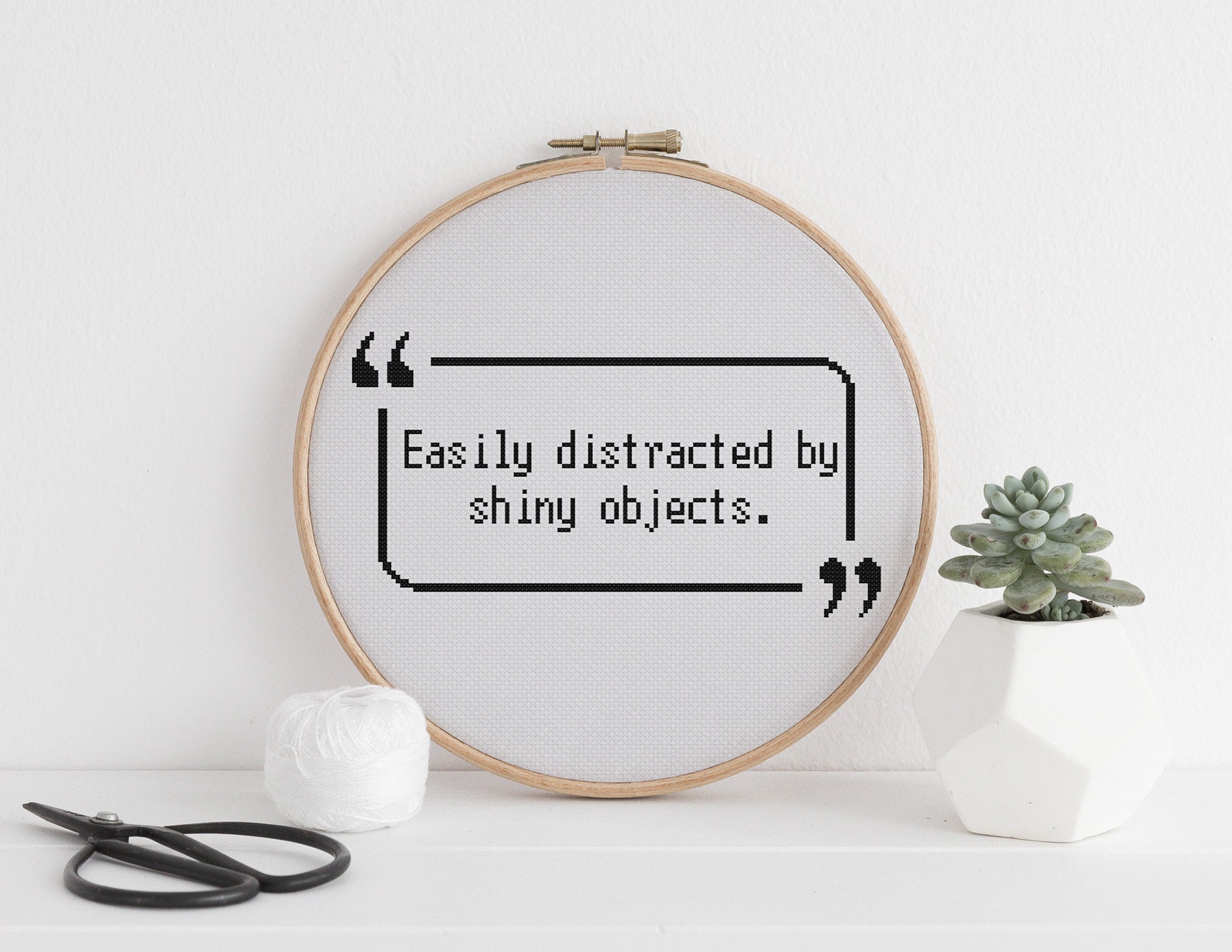 Easily Distracted by Shiny Objects Counted Cross Stitch | Etsy