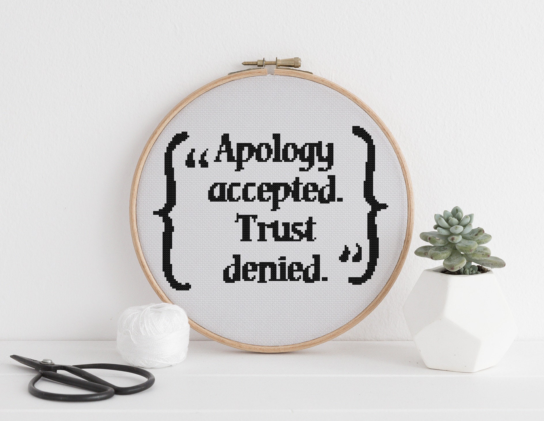 Apology Accepted. Trust Denied Funny Cross Stitch Xstitch - Etsy UK