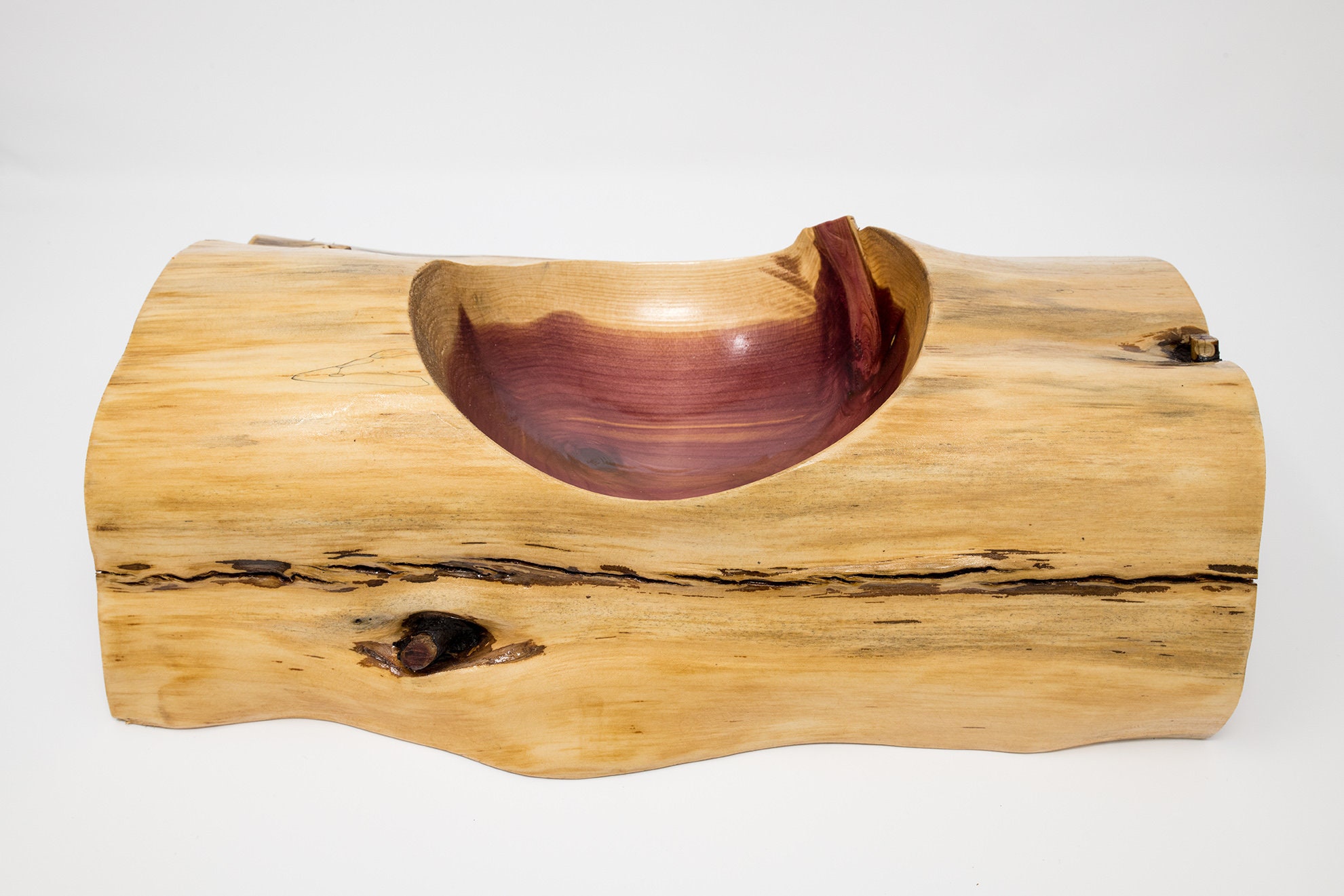 Unique Rustic Eastern Red Cedar Log Wood Bowl 12 Inches Long - Etsy
