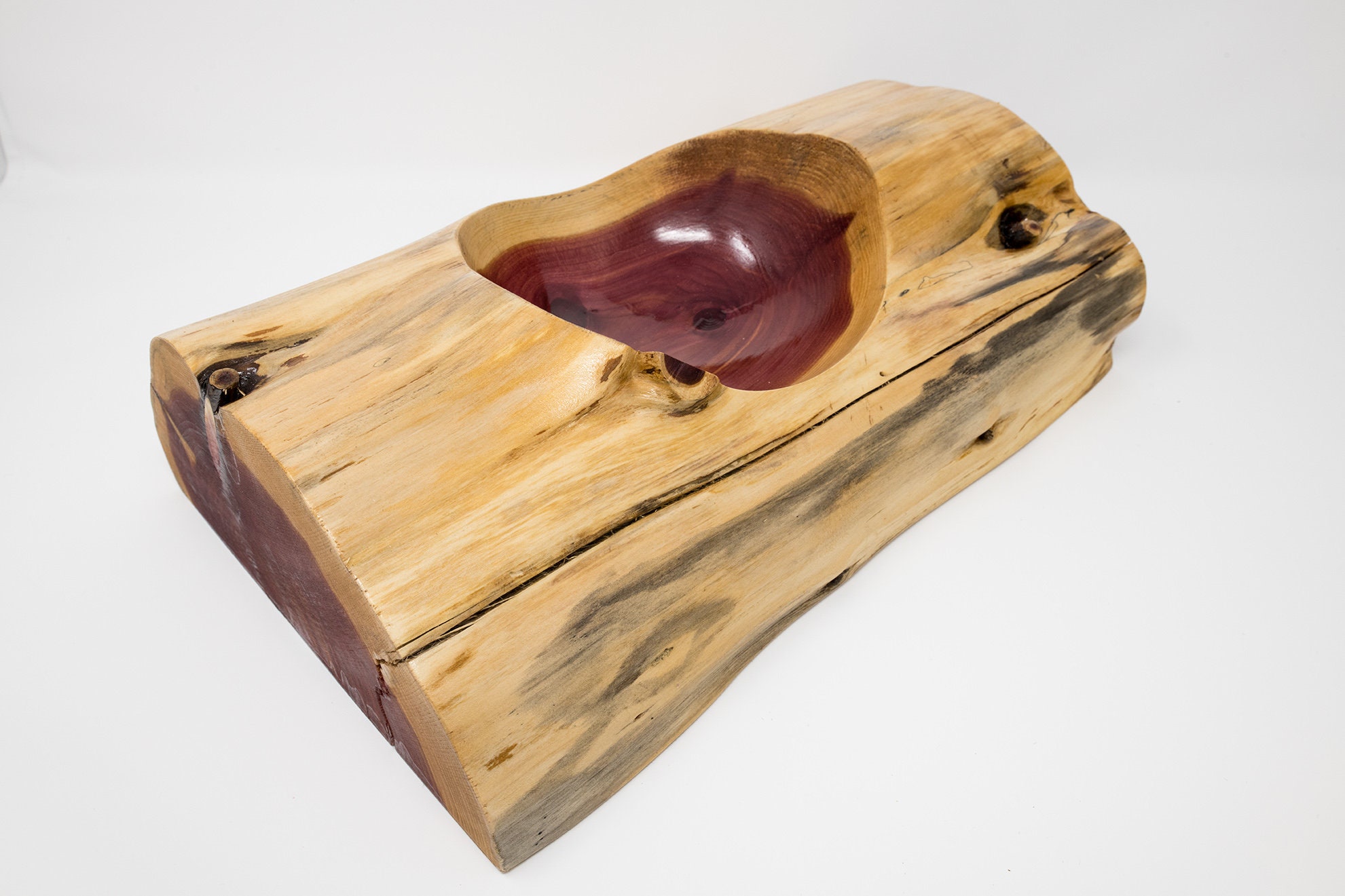 Unique Rustic Eastern Red Cedar Log Wood Bowl 12 Inches Long - Etsy