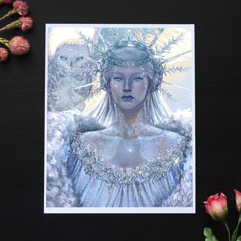 The Snow Queen Art Print, Wall Decor, Drawing, Illustration, Fantasy ...