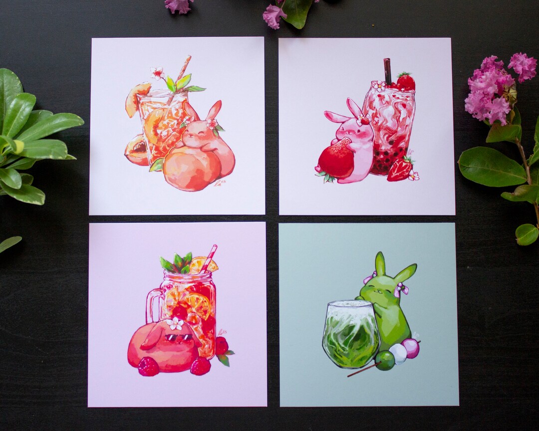 Tea Bun Miniprint Art Print, Wall Decor, Drawing, Illustration, Fantasy ...