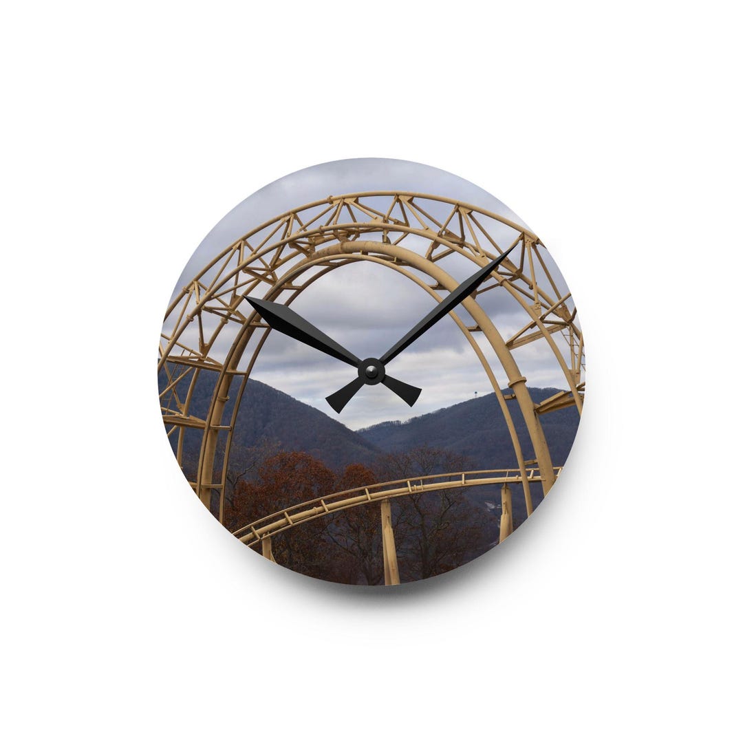 Abandoned Roller Coaster Acrylic Wall Clock, Photography Wall Decor ...