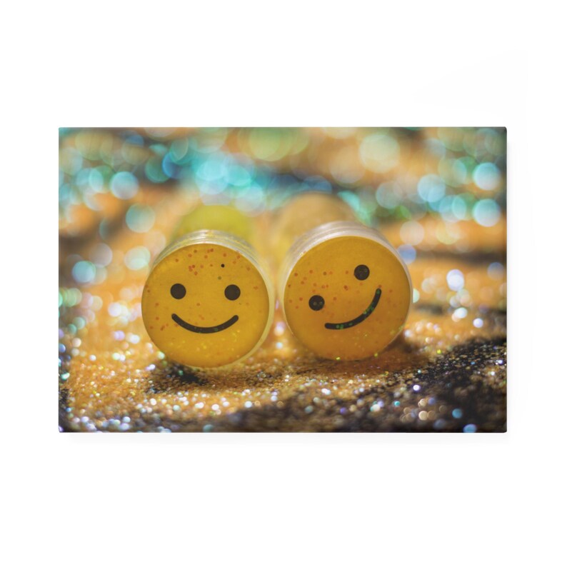 Button Magnet, Photograph of Smiley Face With Glitter, Fun Fridge ...
