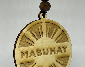 Philippines Sun | Mabuhay | Wood Rearview Mirror Car Ornament - Etsy