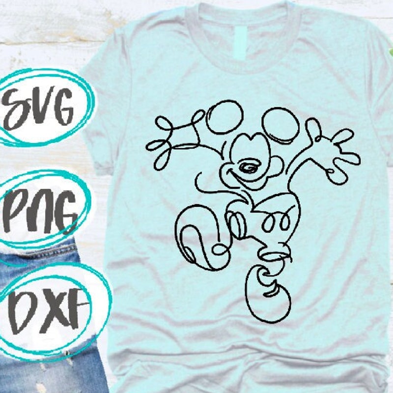 Mickey Mouse Line Art - Etsy